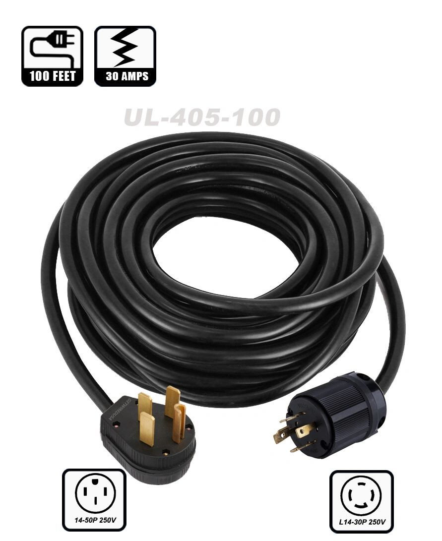 Emergency Back Feed Cable, L14-30P to 14-50P Generator Cable 100ft
