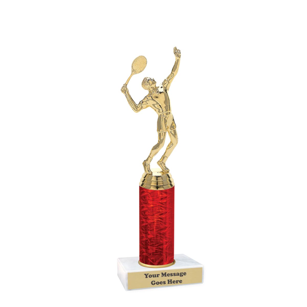 Tennis Gold Male Figure on Dazzle Column Series Marble Base Trophies