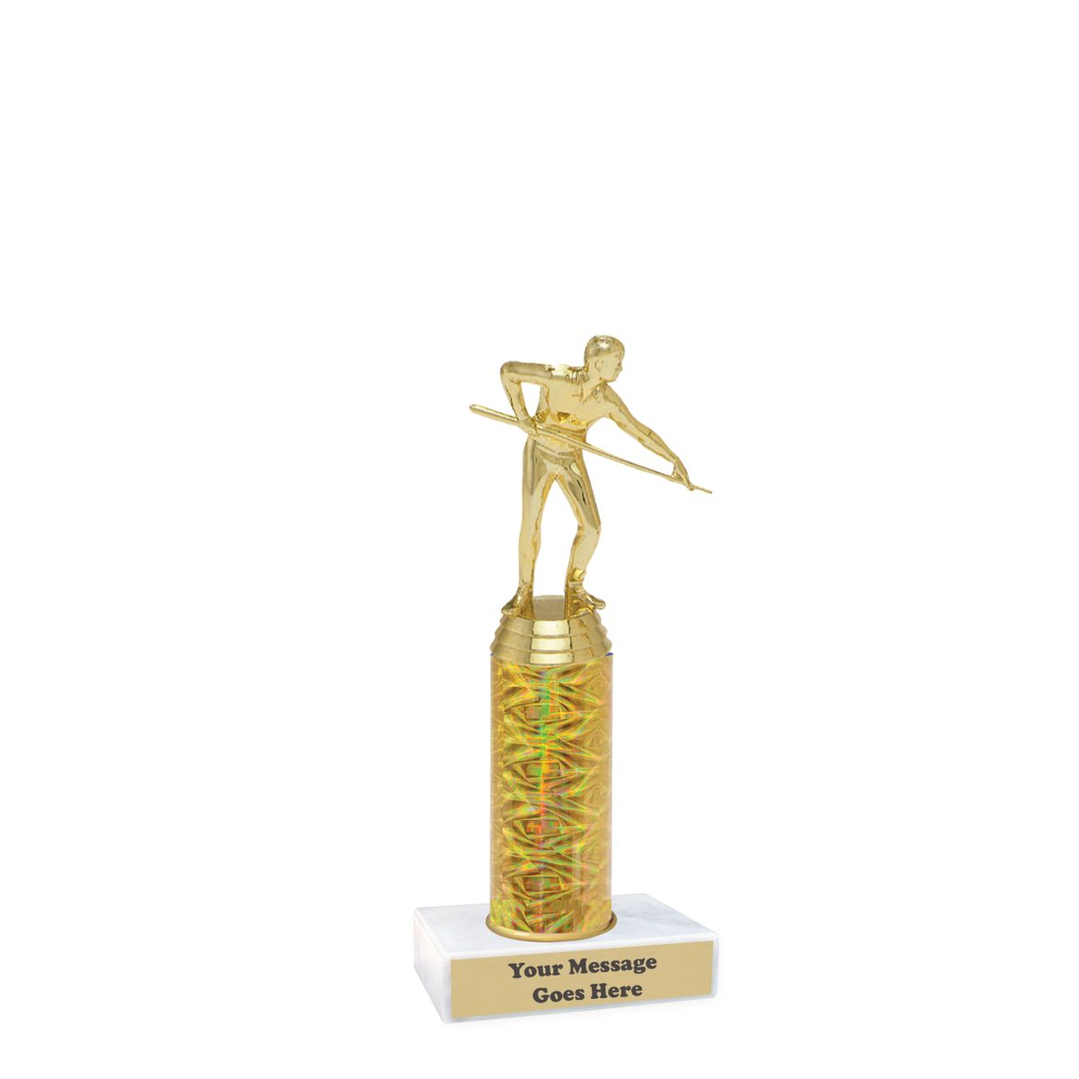 Pool Shooter Gold Male Figure on Dazzle Column Series Marble Base Trophies