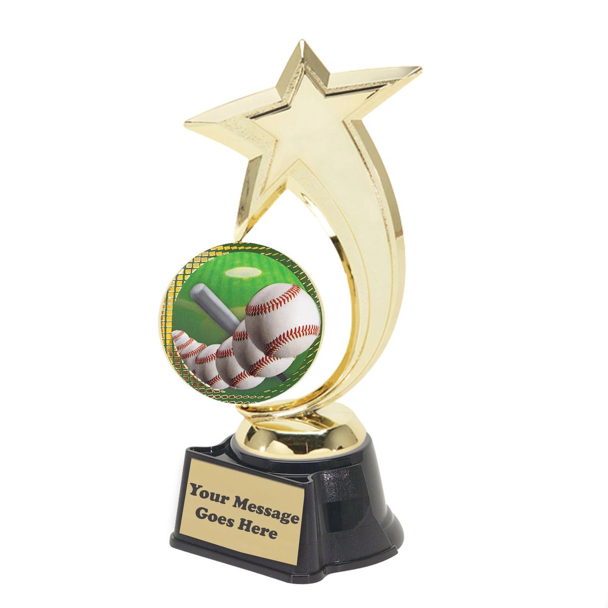 Baseball Shooting Star Spinner 2" Insert Gold - Silver 8" Figure on ...