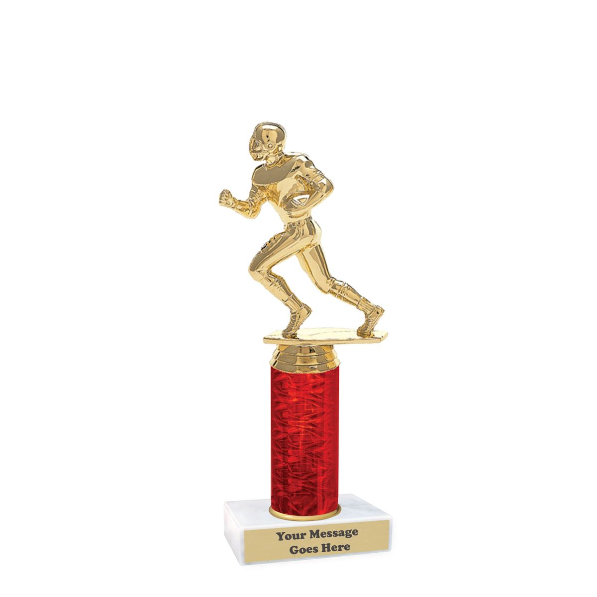 Football Runner Figure Gold on Dazzle Column Series Marble Base Trophies