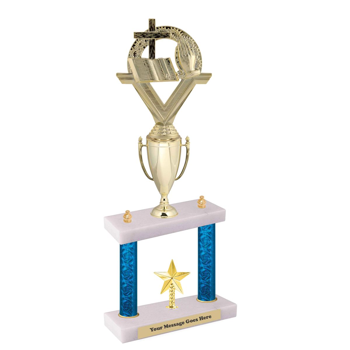 Christian Religion Figure Gold on Dazzle Column Series Marble Base Two ...