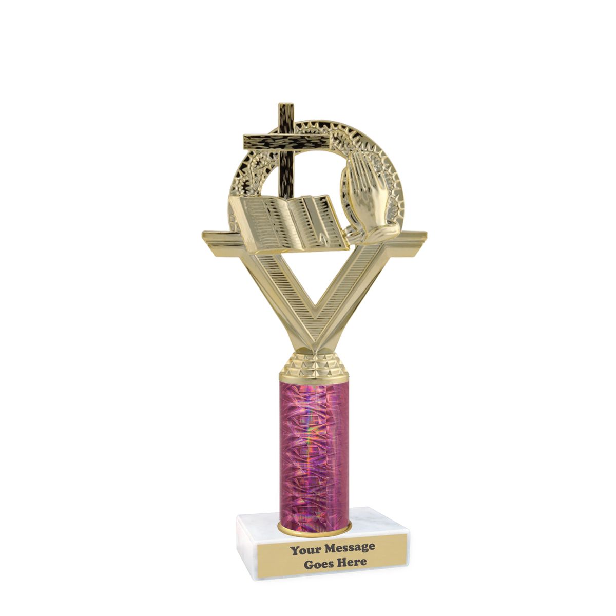 Christian Religion Gold Figure on Dazzle Column Series Marble Base Trophies