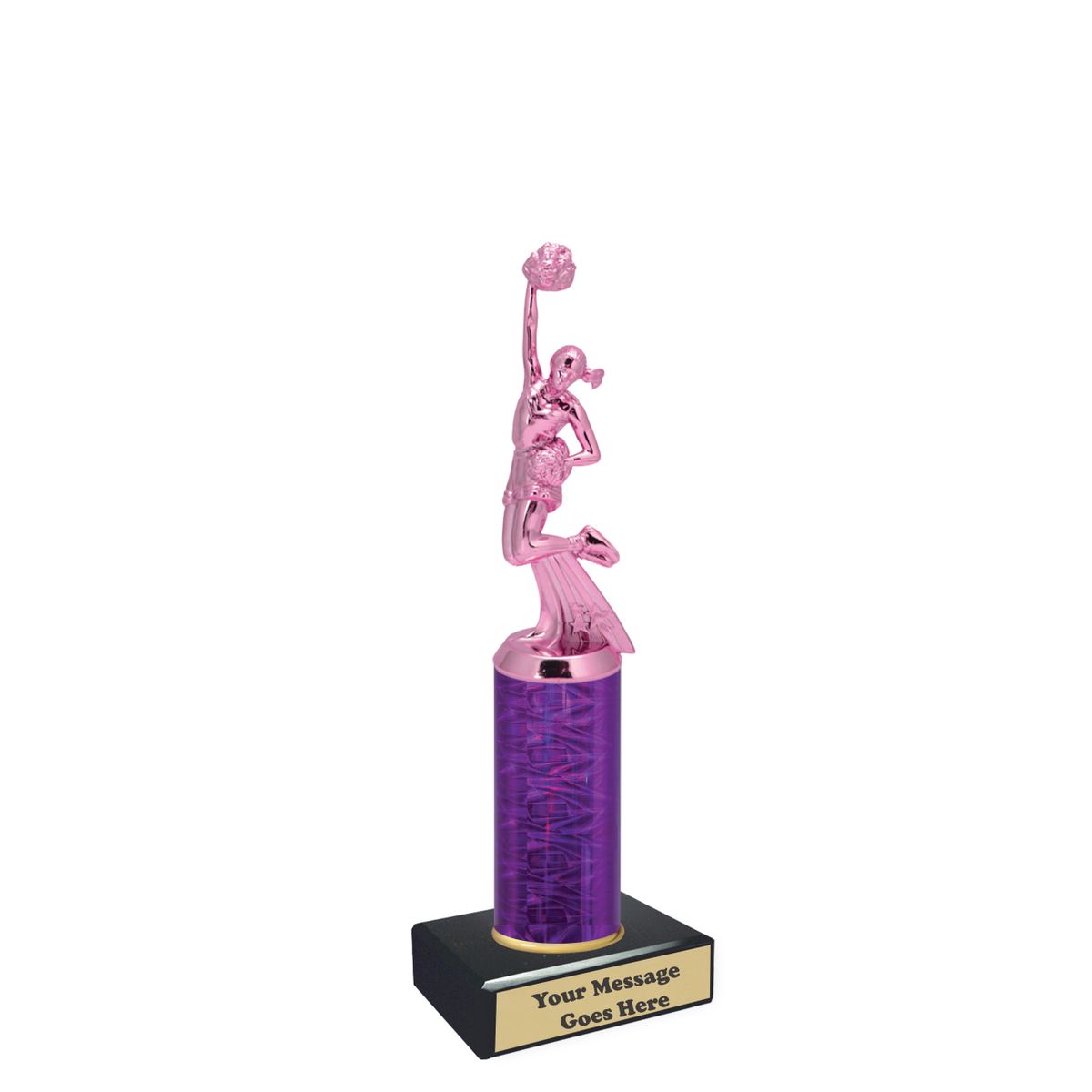 All Star Pink Cheer Figure on Dazzle Column Series Marble Base Trophies