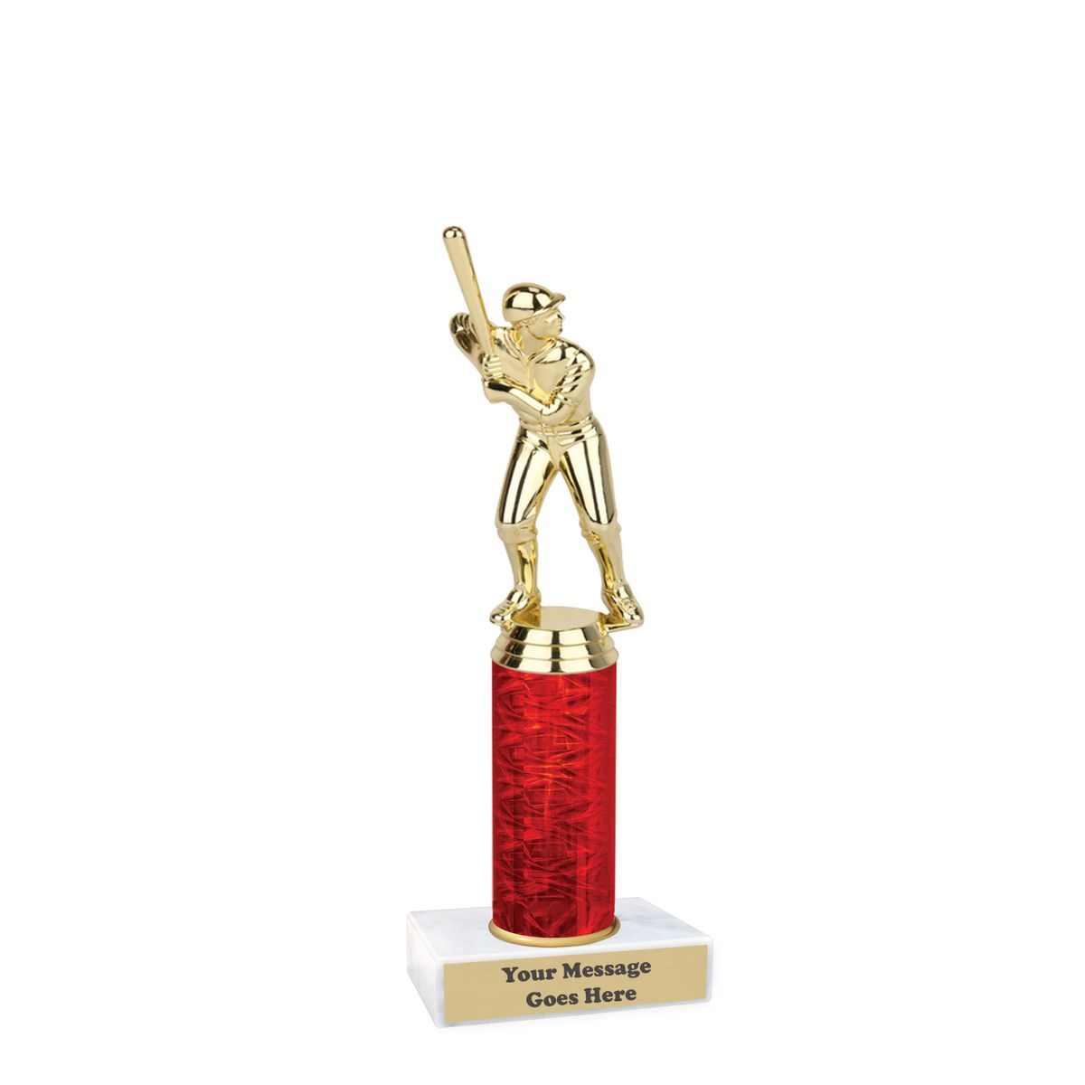 Gold Baseball Figure on Dazzle Column Series Marble Base Trophies