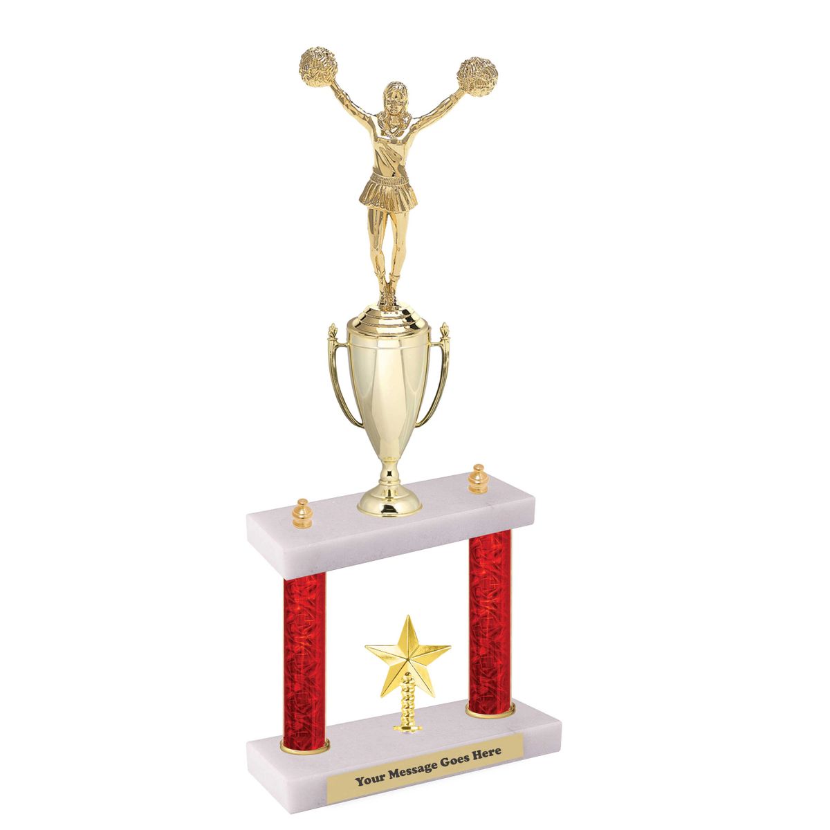 Cheerleader Figure Gold on Dazzle Column Series Marble Base Two-Post ...