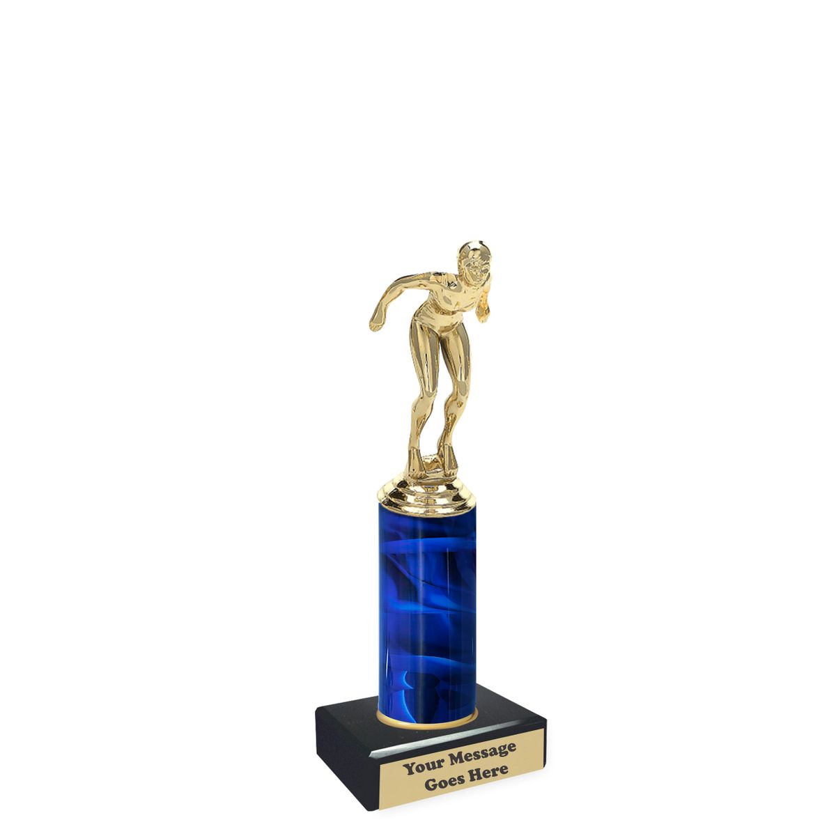 Swimming Figure Female Gold on Fantasy Column Series Marble Base Trophies