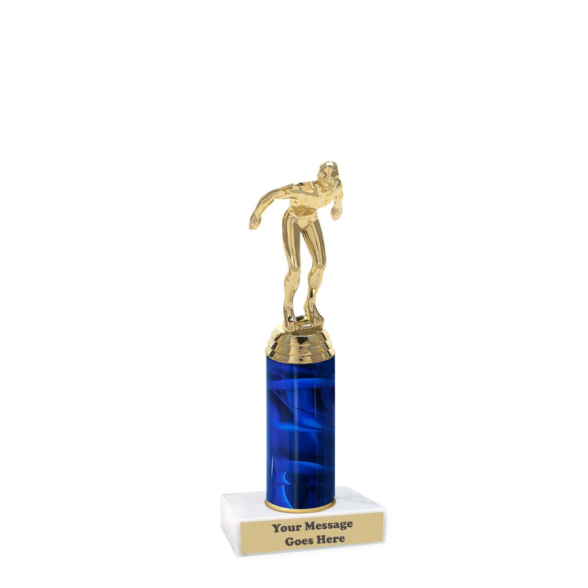 Swimming Figure Male Gold on Fantasy Column Series Marble Base Trophies