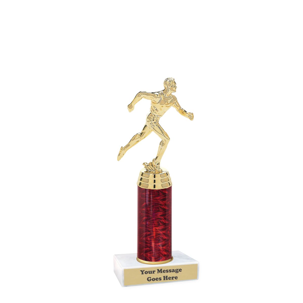Track Figure Male Gold on Dazzle Column Series Marble Base Trophies