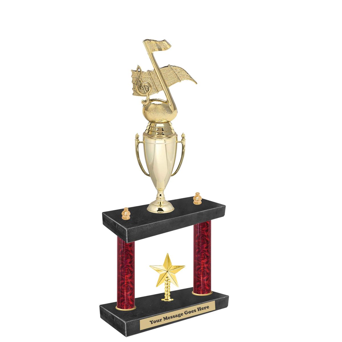 Music Note Figure Gold on Dazzle Column Series Marble Base Two-Post ...