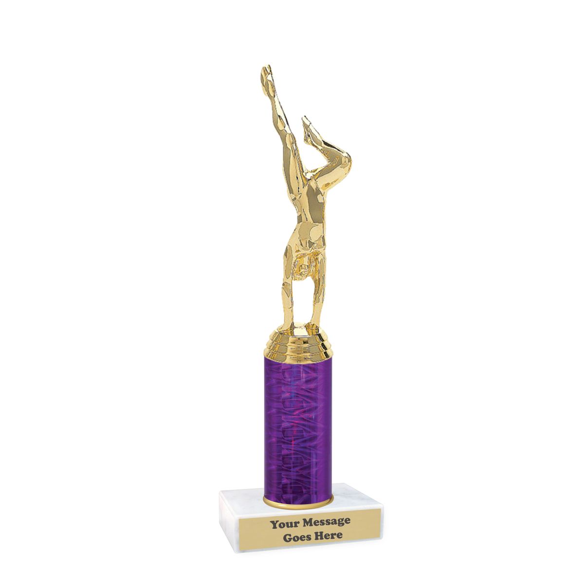 Gymnastic Gold Female Figure on Dazzle Column Series Marble Base Trophies