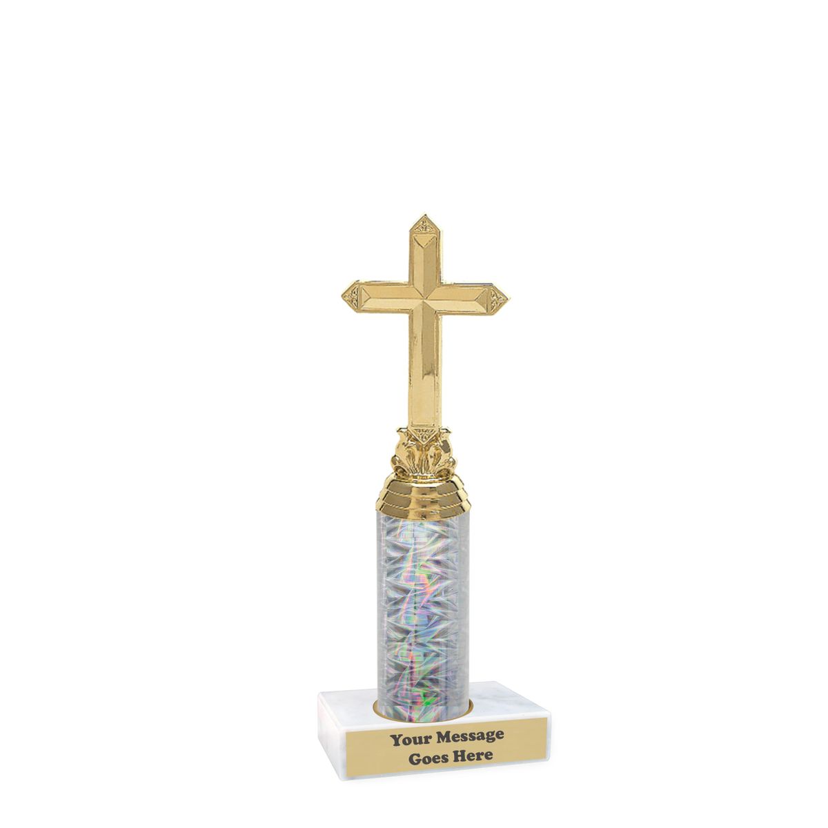 Cross Figure Gold on Dazzle Column Series Marble Base Trophies