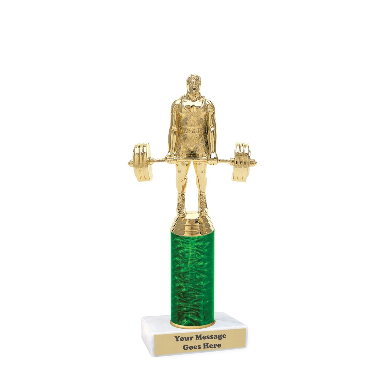Power Lifter Figure Male Gold on Dazzle Column Series Marble Base Trophies