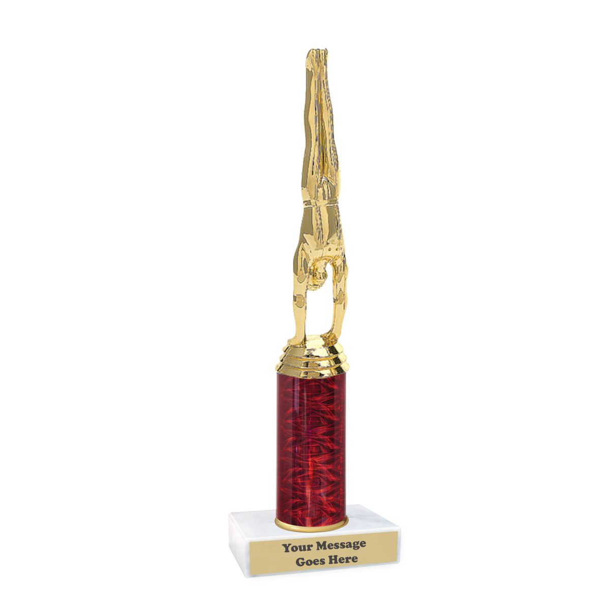 Gymnastic Male Gold Figure on Dazzle Column Series Marble Base Trophies