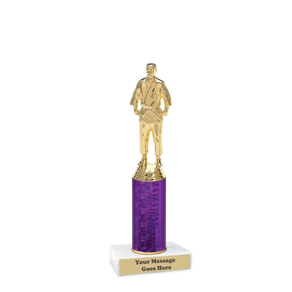 Judo Figure Male Gold on Dazzle Column Series Marble Base Trophies