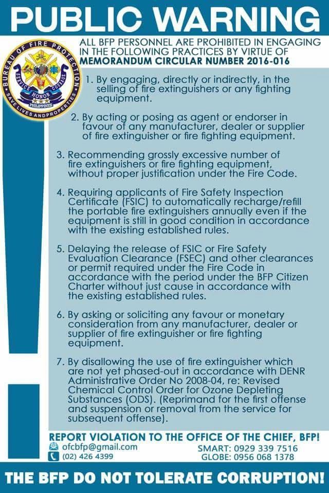 What are Prohibited Acts of a BFP Personnel?