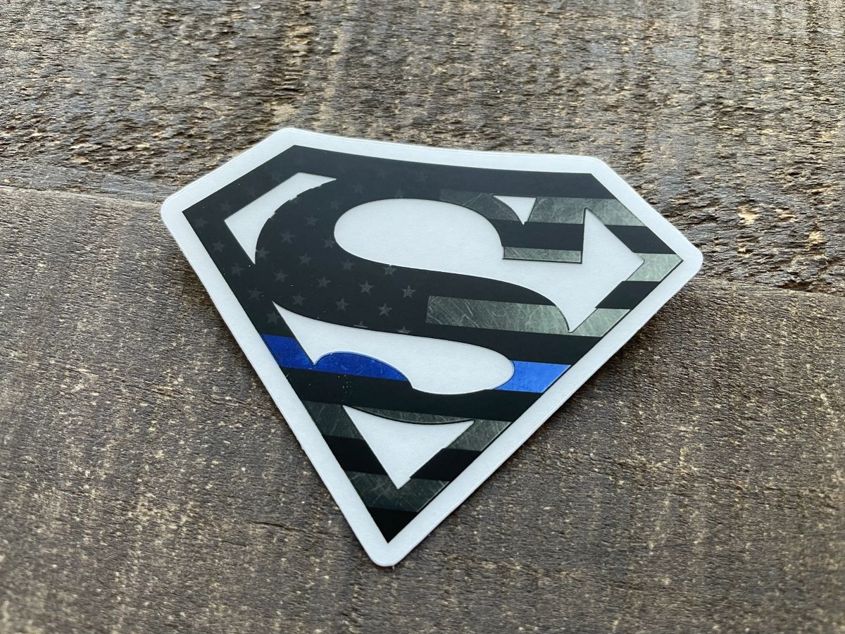Super Blue Line Sticker (3", clear backing)