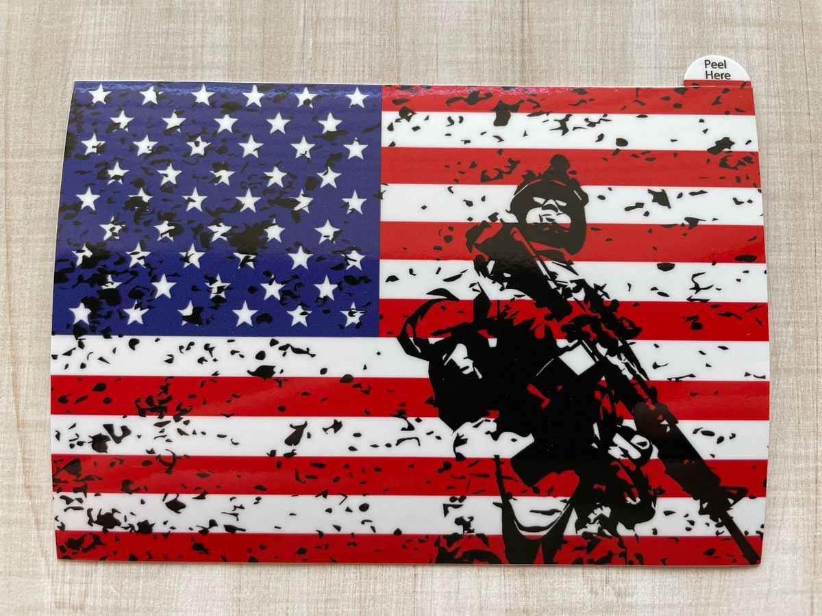 American Flag/ Solider 3x5” Sticker