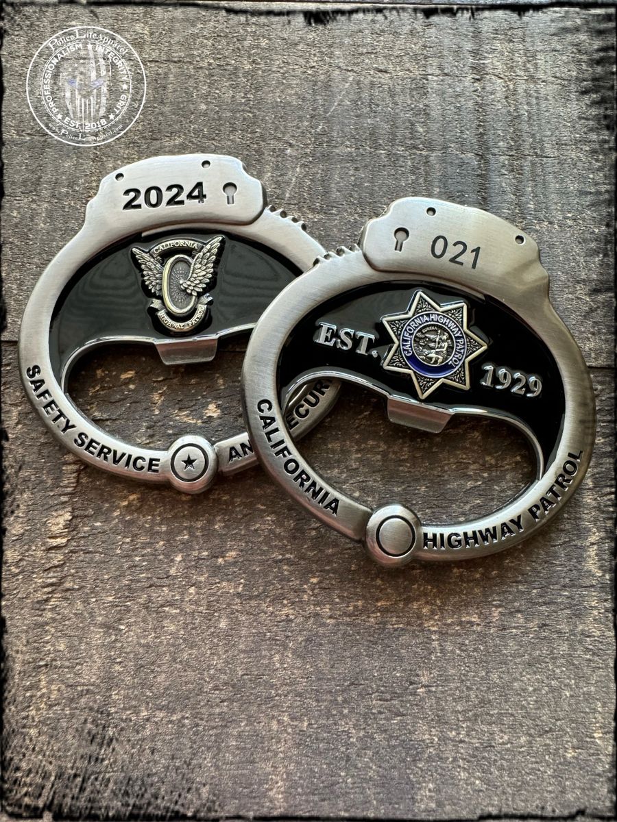 2024 CHP Handcuff Bottle Cap Opener Challenge Coin