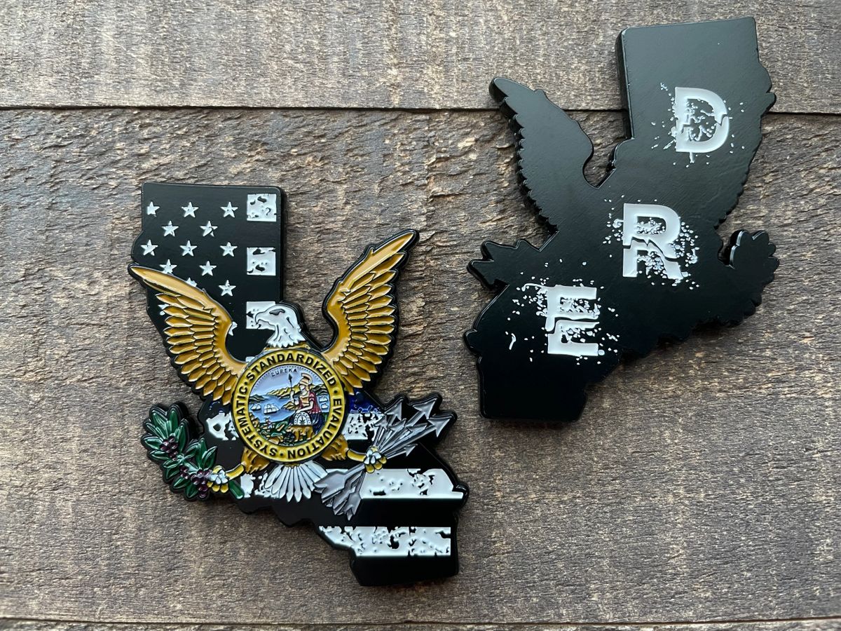 DRE (Drug Recognition Expert) CA State Shaped Challenge Coin