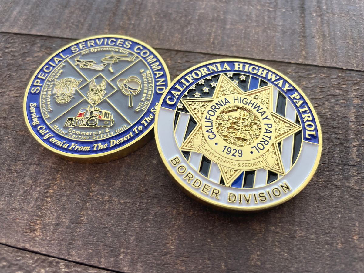 CHP Border Division Blue Line Challenge Coin