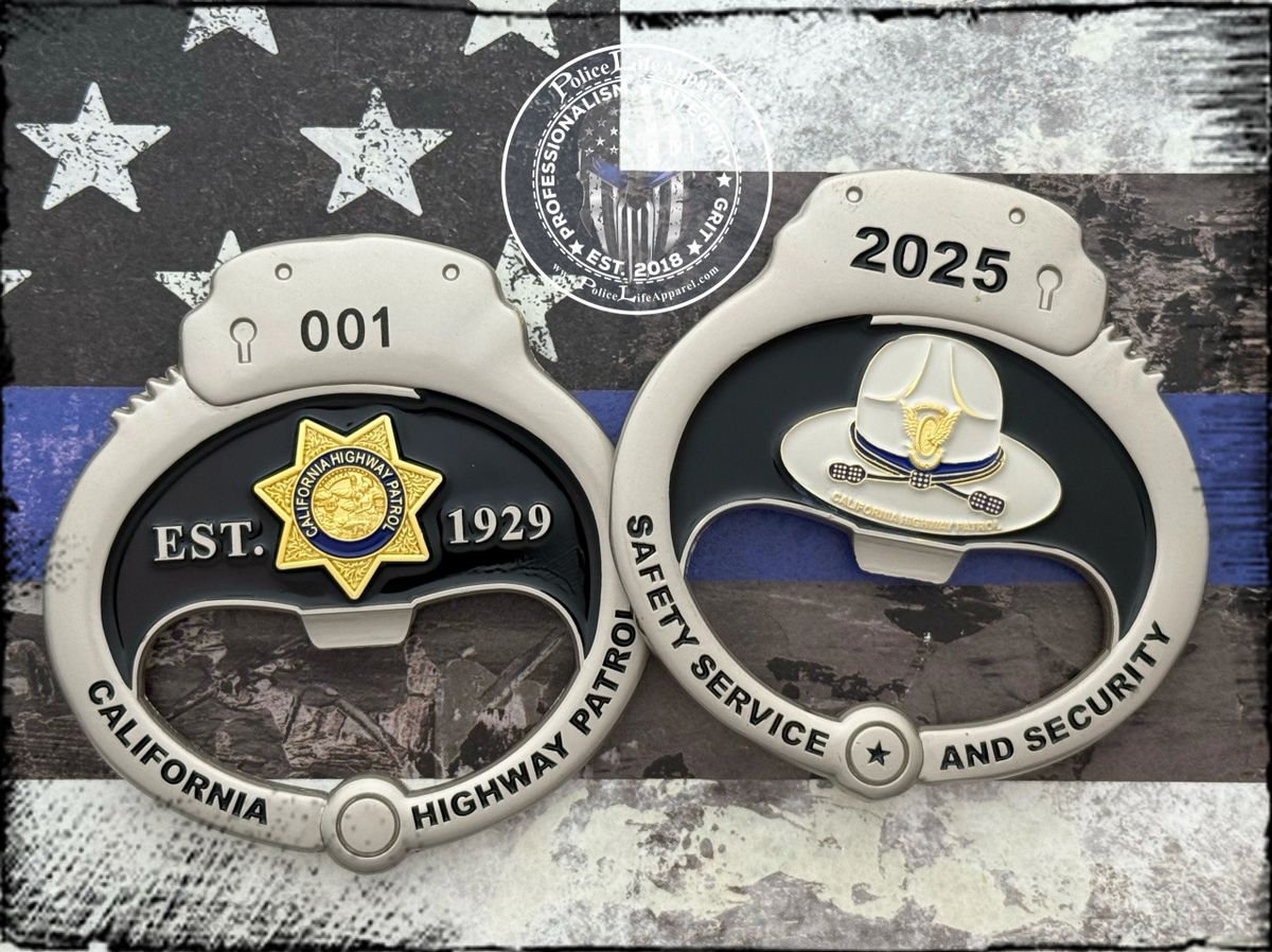 2025 CHP Handcuff Bottle Cap Opener Challenge Coin