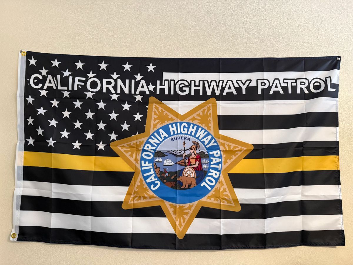 CHP Yellow Line Star Badge Flag (Custom)