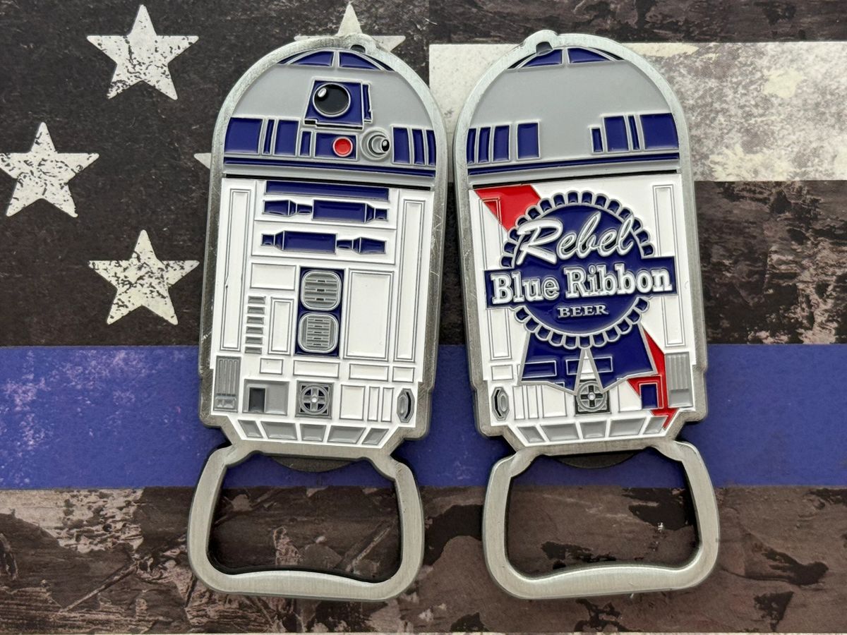 CHP R2 Blue Ribbon Bottle Cap Opener Challenge Coin