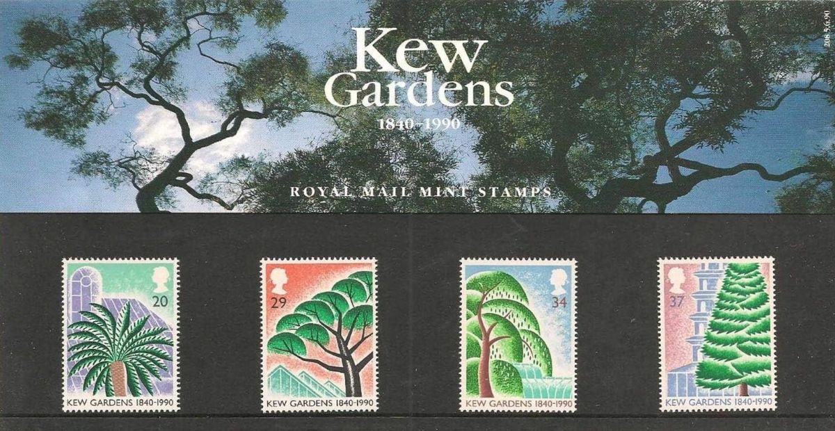 4 x Kew Gardens Stamps. Vintage Royal Mail postage Stamps in gift pack