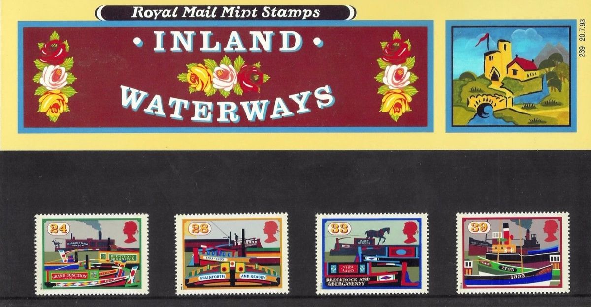 4 x Inland Waterways, Canals Stamps. Vintage Royal Mail postage Stamps ...