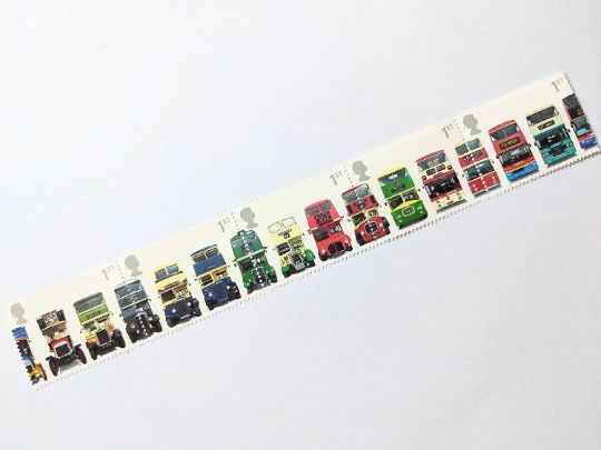 5 x Double Decker Buses Collectable Stamps - 1st Class Royal Mail ...