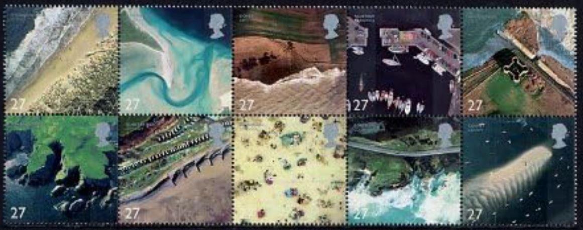 British Coastlines 10 x 27p Postage Stamps. Collectible Royal Mail Stamps