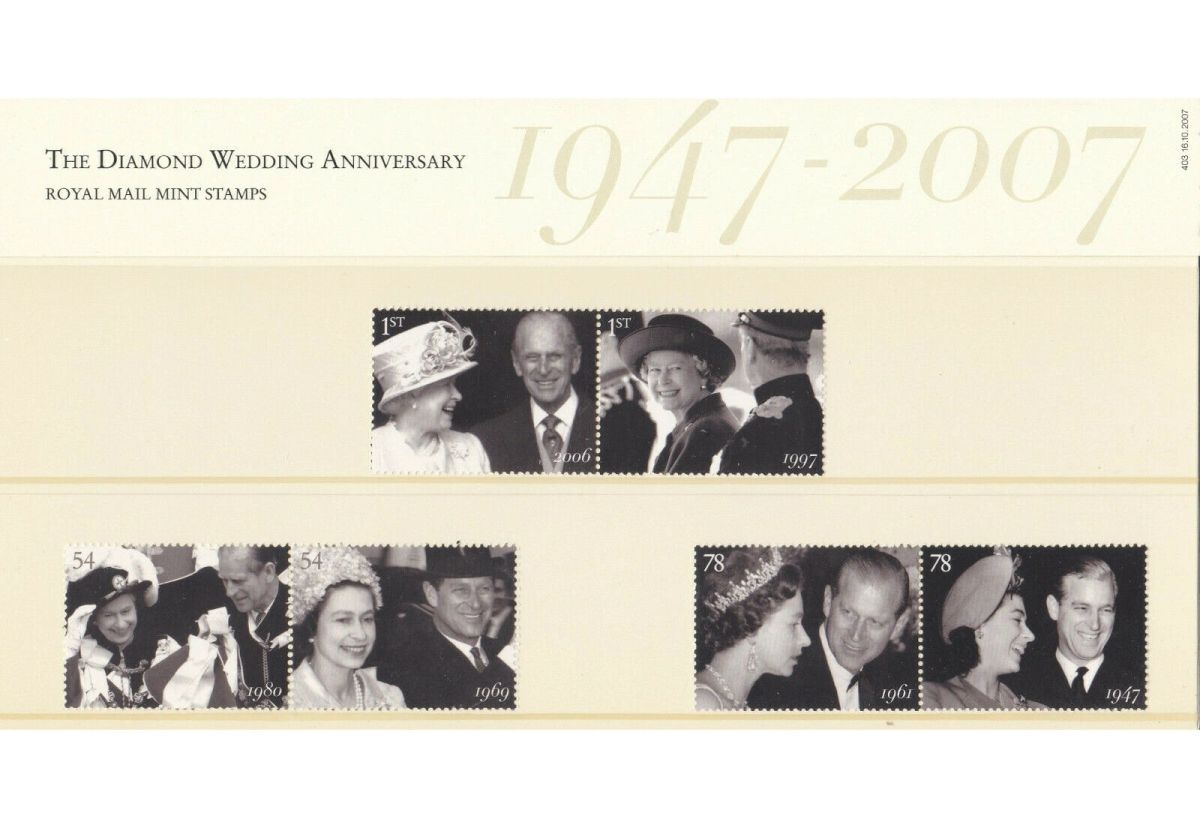 The Queen's Diamond Wedding Anniversary Postage Stamps in collectible ...