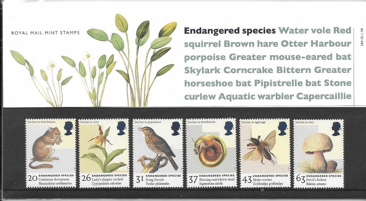 6 x Endangered Species Stamps. Vintage Royal Mail postage Stamps in ...