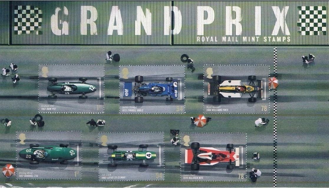 Grand Prix F1 driver collectable Postage Stamps in gift presentation pack