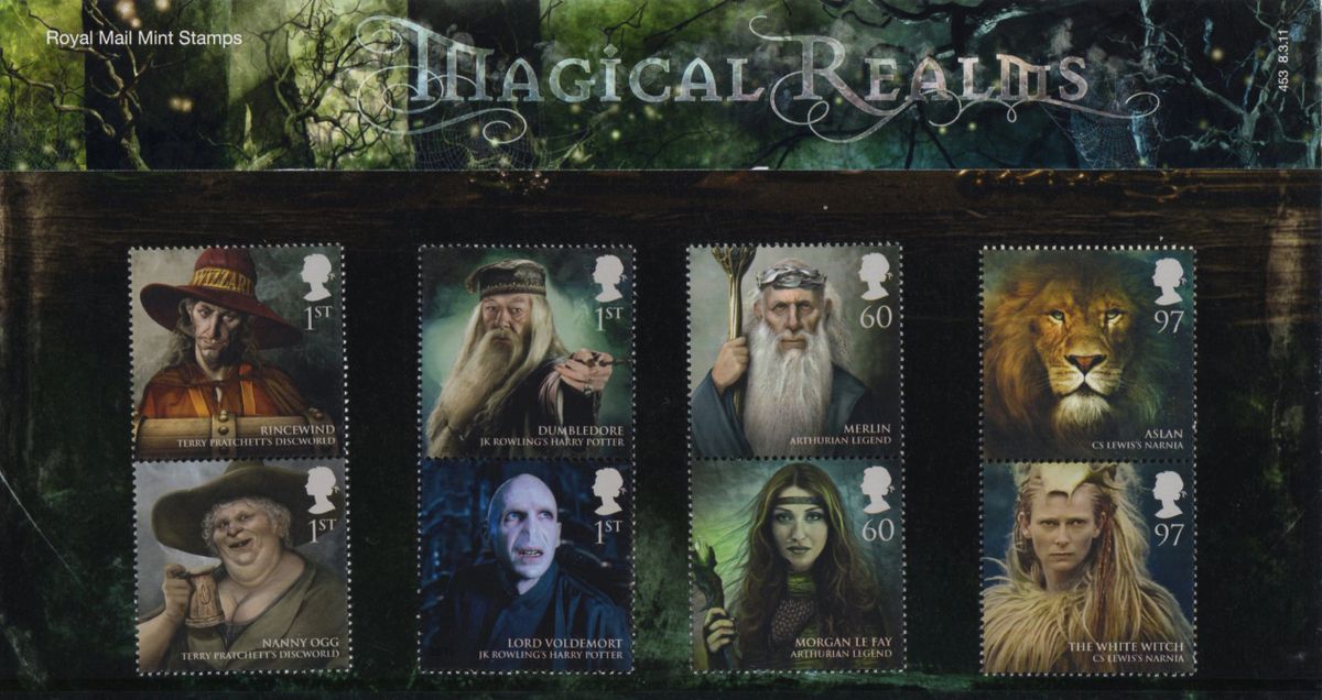 Magical Realms 8 x Stamps. Collectible Postage Stamps in fold out gift ...