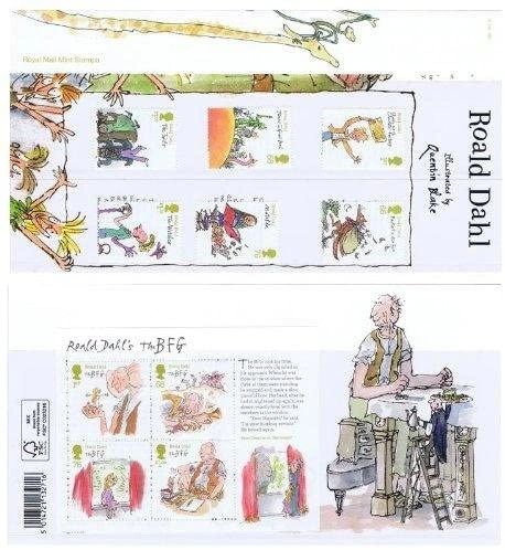 Road Dahl Books x 6 Postage Stamps and 4 x The BFG stamps in gift ...