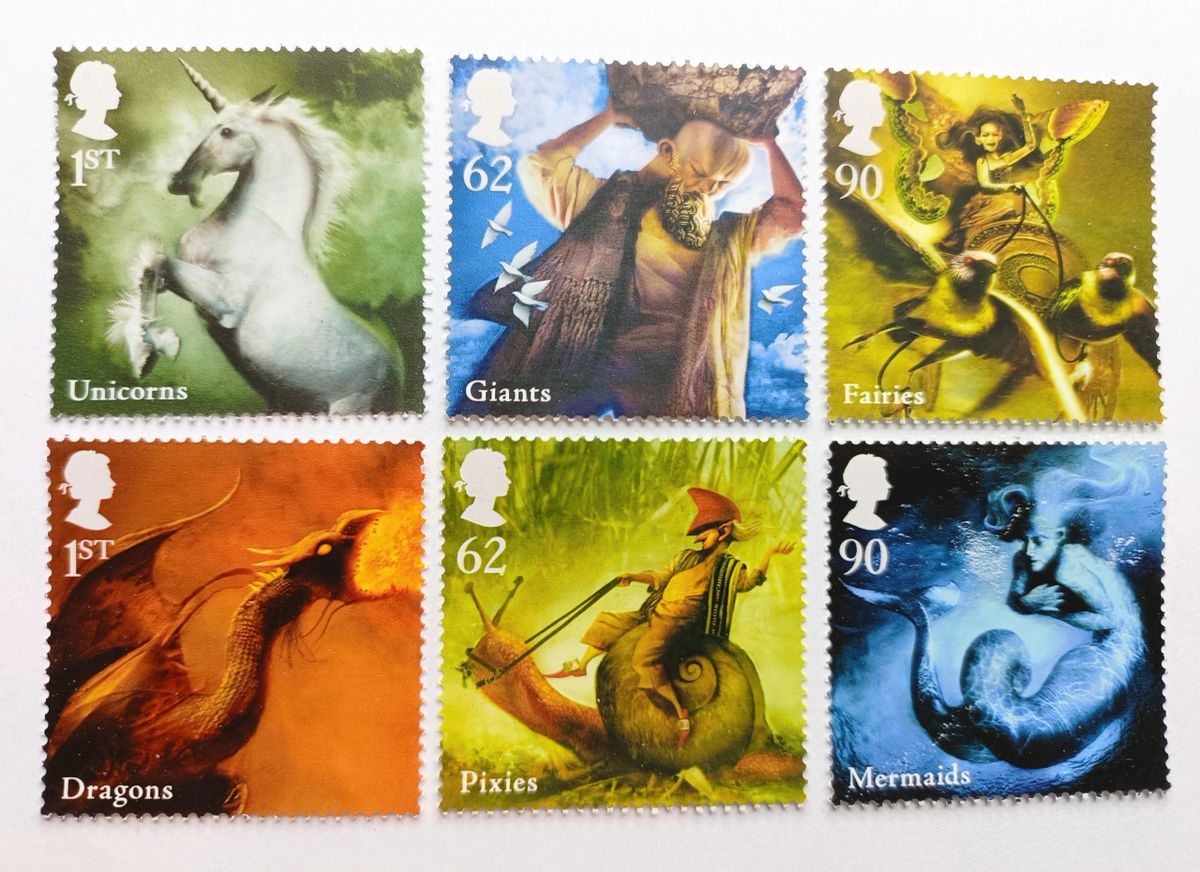 Mythical Creatures x 6 Stamps. Collectible Royal Mail Postage Stamps