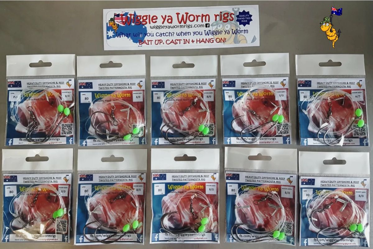 10x Heavy Duty Offshore & Reef 80lb Twisted Paternoster Rigs – 2x 8/0 Hooks