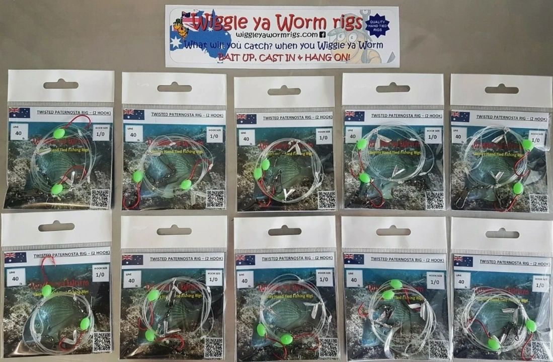 10 × Wiggle ya Worm 40lb Bream (Brim) Twisted Paternoster Rigs – Twin ...