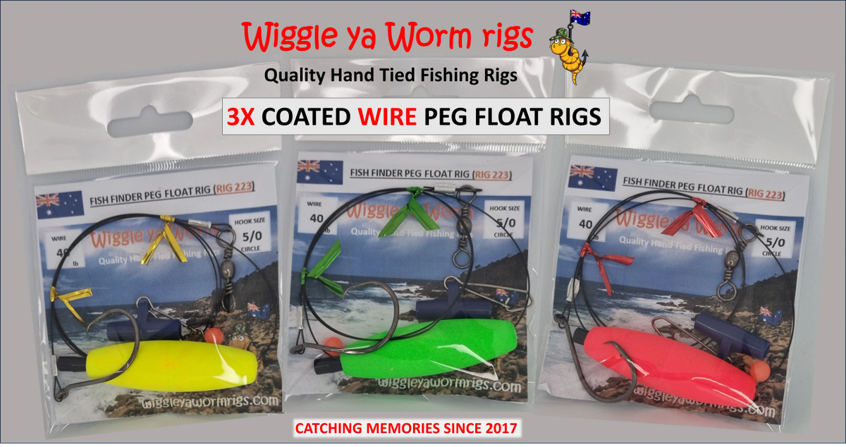 3x 40lb Wire Fish Finder Peg Float Surf Rigs – Sliding Sinker, 5/0 ...