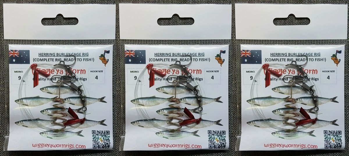 3x Herring, Mullet & Baitfish Berley cage fishing rigs (Complete ready ...
