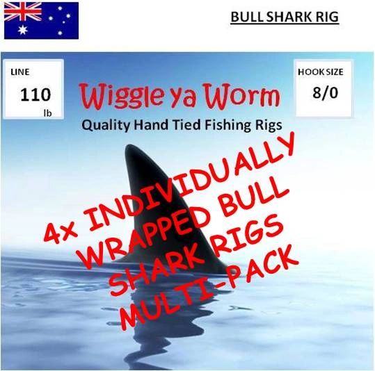 4x Hand tied Castable 110lb coated wire Shark rigs, 8/0 octopus circle ...