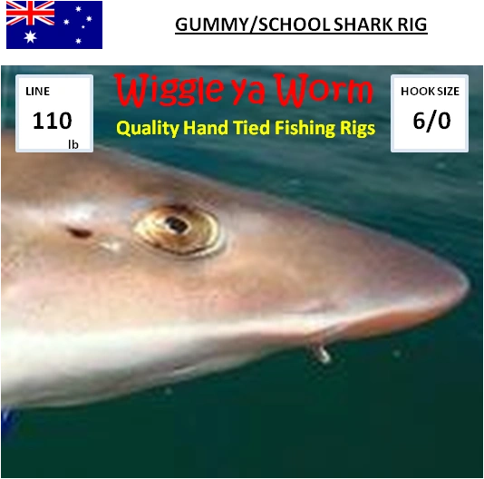 Wiggle ya Worm Hand tied Castable 110lb coated wire Gummy Shark rig, 6/ ...