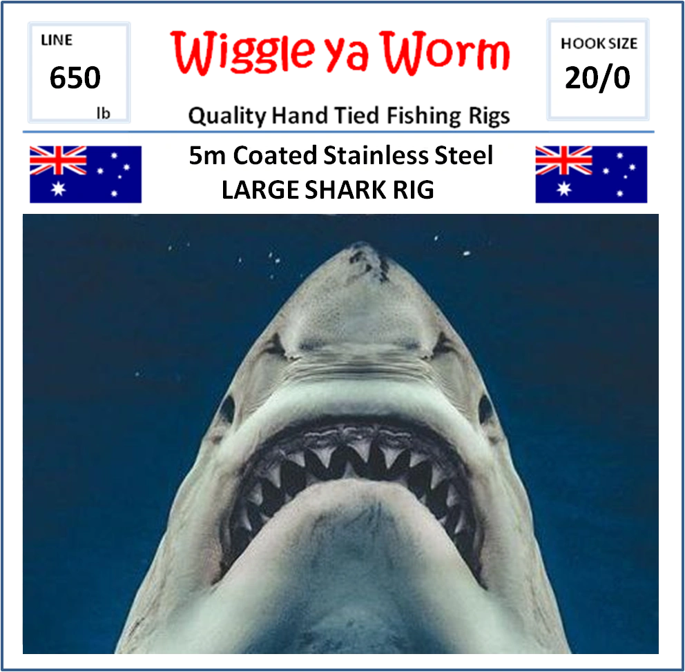 Wiggle ya Worm Extreme 650lb Stainless Steel Coated Wire 5m Shark rig ...