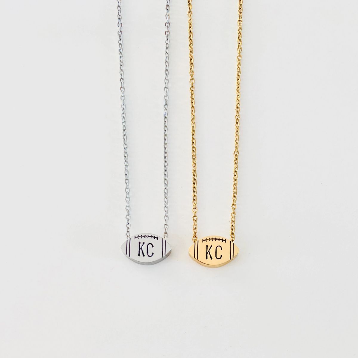 Kansas City inspired Chief KC Football necklace