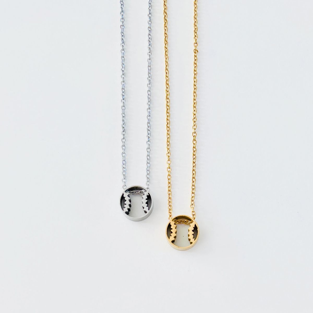 Open Mini Baseball / Softball Necklace - silver or gold