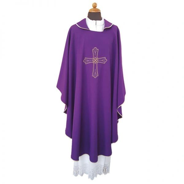 Violet Chasuble with embroidered cross (front and back)