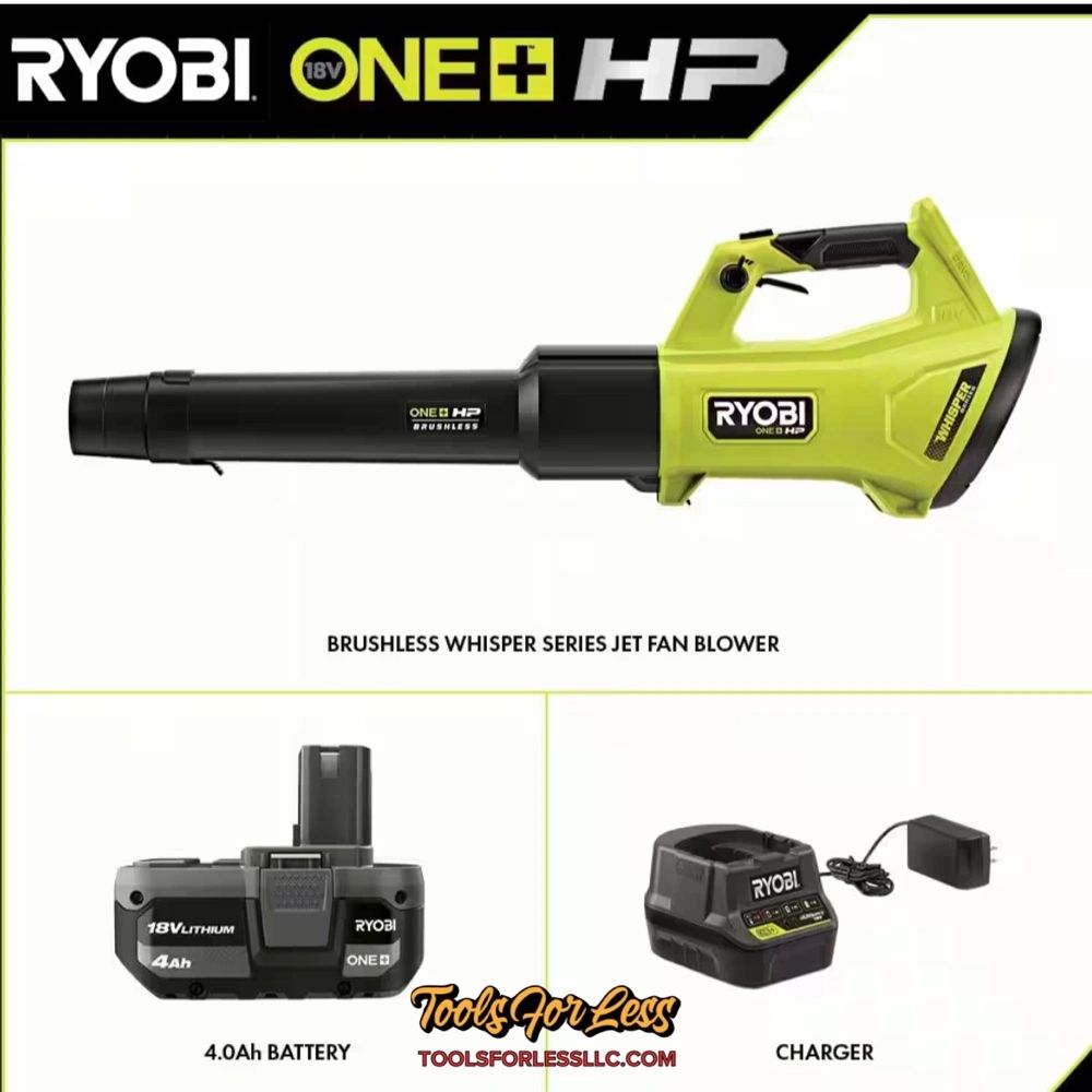 RYOBI ONE+ HP 18V Brushless Whisper Series 130 MPH 450 CFM Cordless ...