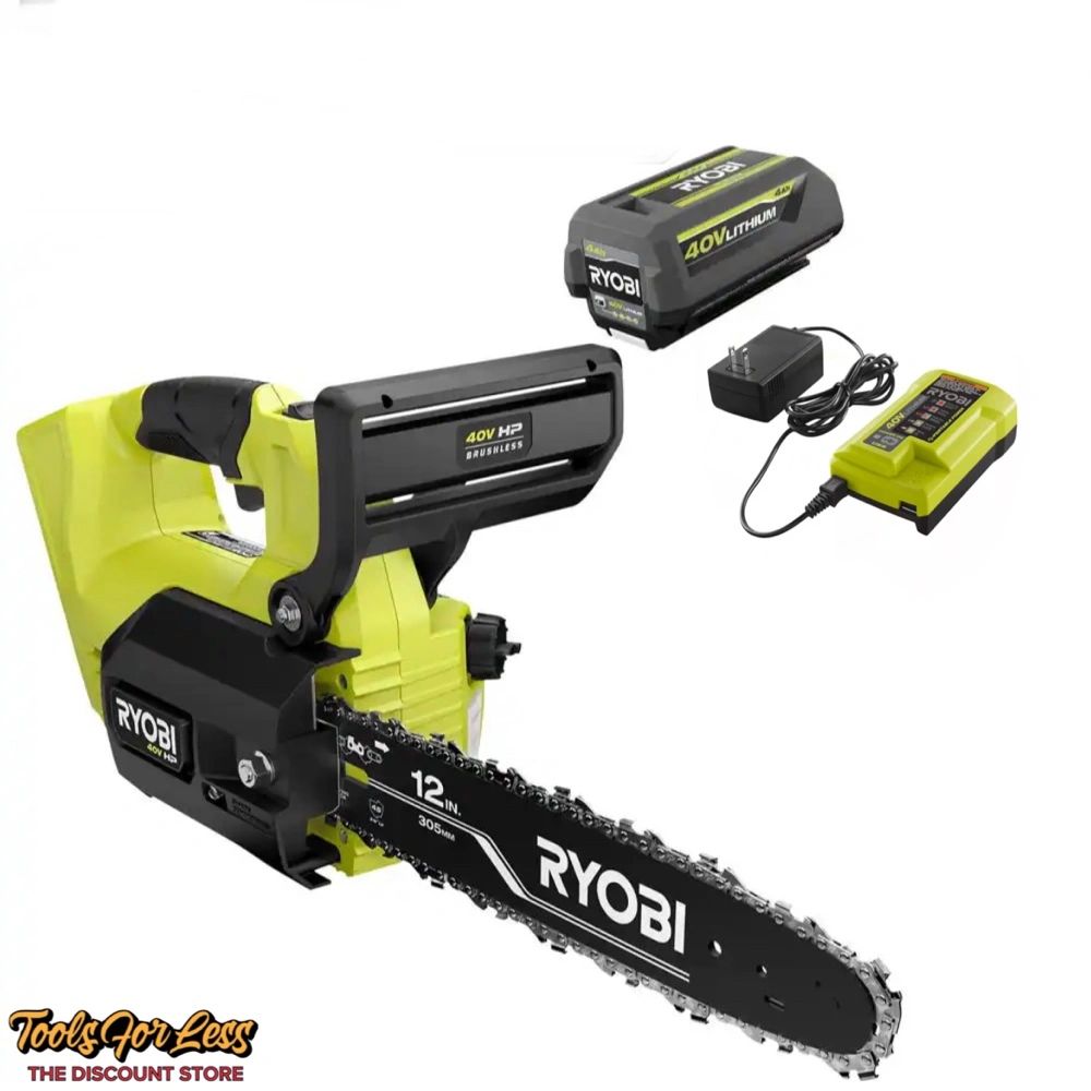 RYOBI 40V HP Brushless 12 in. Top Handle Battery Chainsaw with 4.0 ...